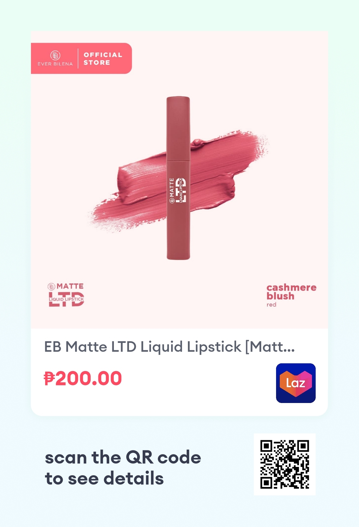 EB Matte LTD Liquid Lipstick [Matte finish, Lighweight, Pigmented]