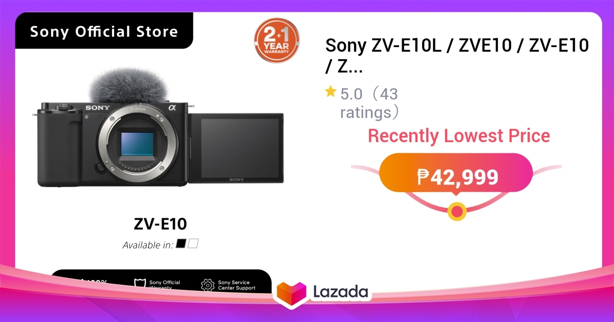 Sony ZV-E10L / ZVE10 / ZV-E10 / ZV Interchangeable-lens Alpha E-Mount ...
