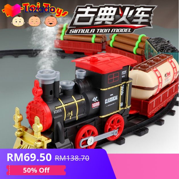 Toi-Toi Toys Steam Hot Train Track Sets Smoke Classical Retro Electric ...