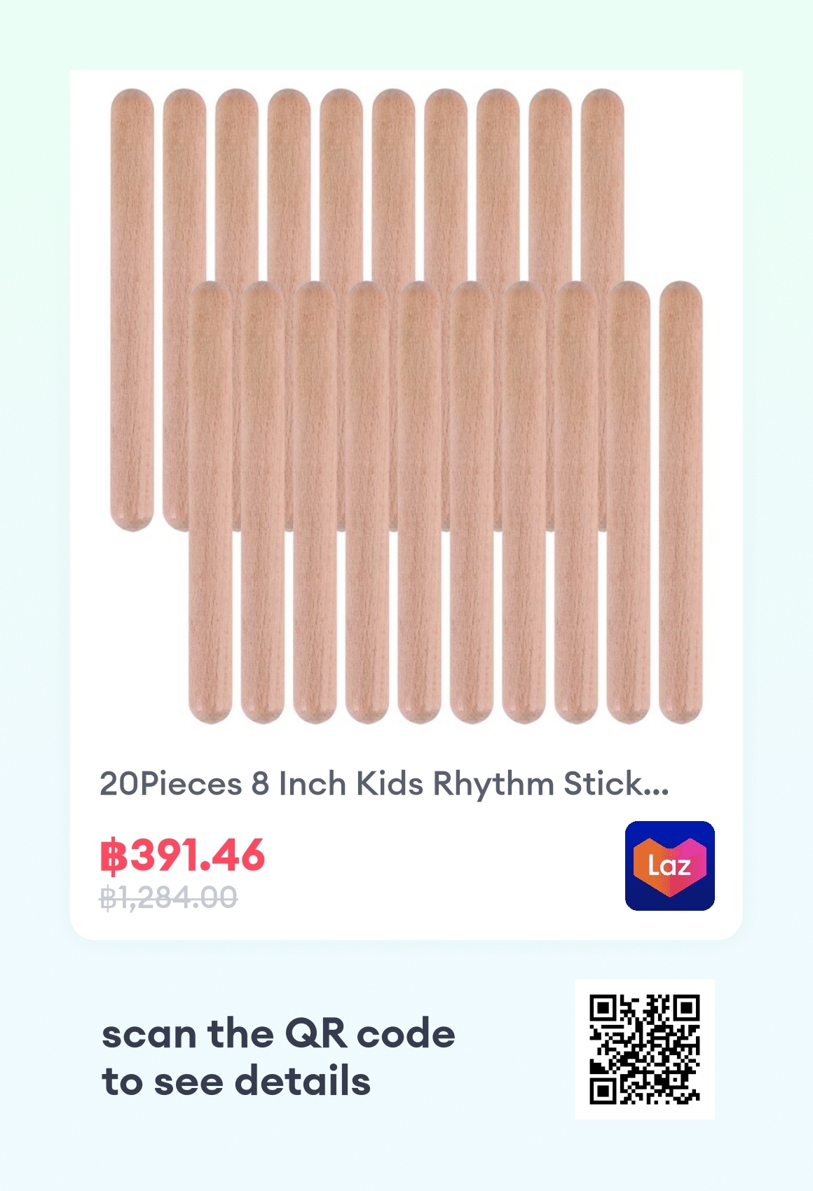 20Pieces 8 Inch Kids Rhythm Sticks Music Lummi Sticks Classical Wood ...