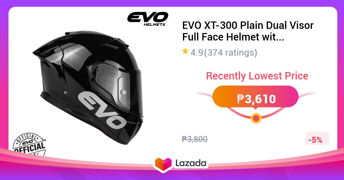 EVO XT-300 Plain Dual Visor Full Face Helmet with Free Clear Lens