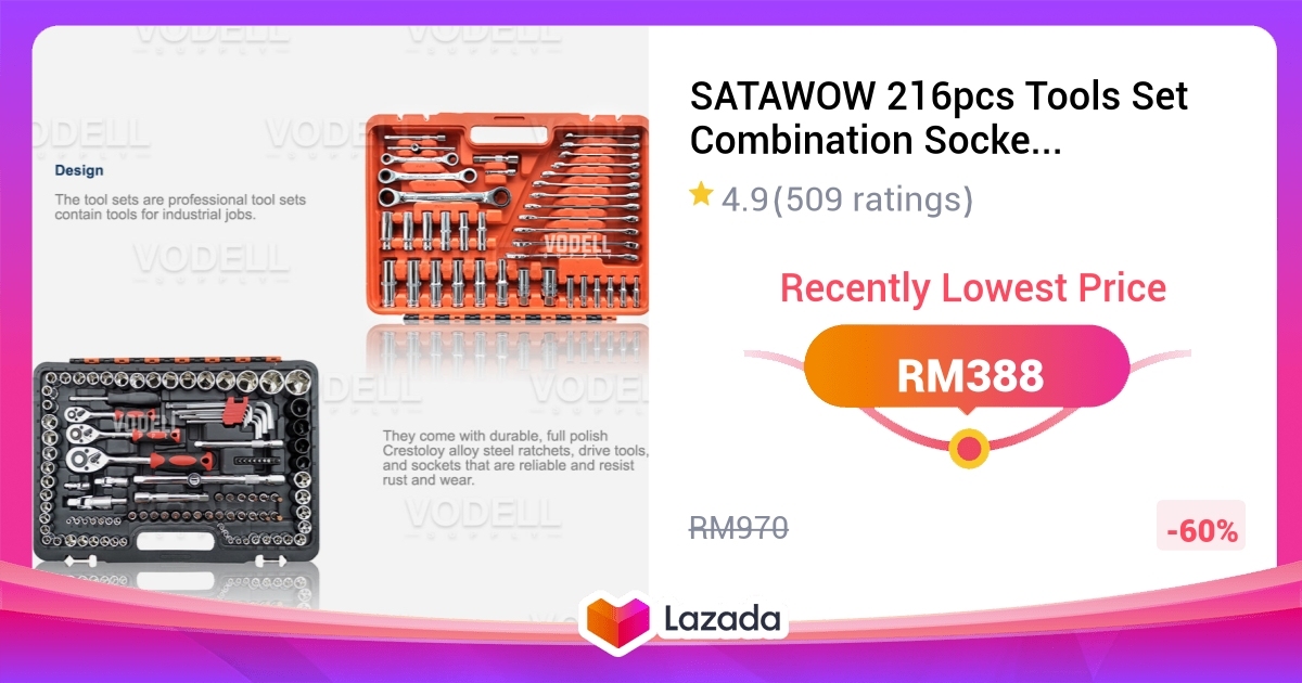 SATAWOW 216pcs Tools Set Combination Socket Wrench Ratchet Spanner Box ...