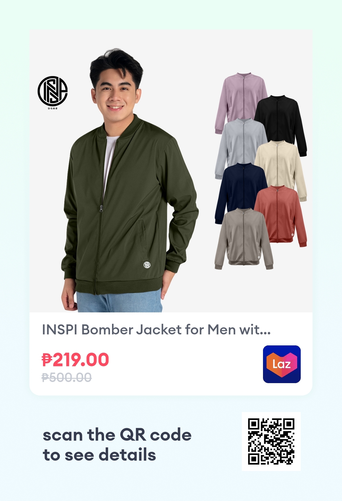 INSPI Bomber Jacket for Men with Zipper Plain Trendy Tops Casual Korean ...