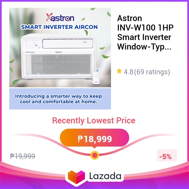Astron INV-W100 1HP Smart Inverter Window-Type Aircon