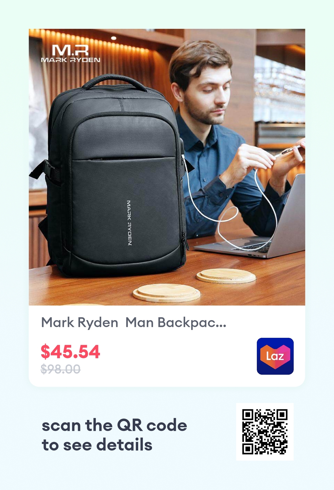 Mark Ryden Man Backpack Multifunctional Waterproof 15.6inch Laptop ...