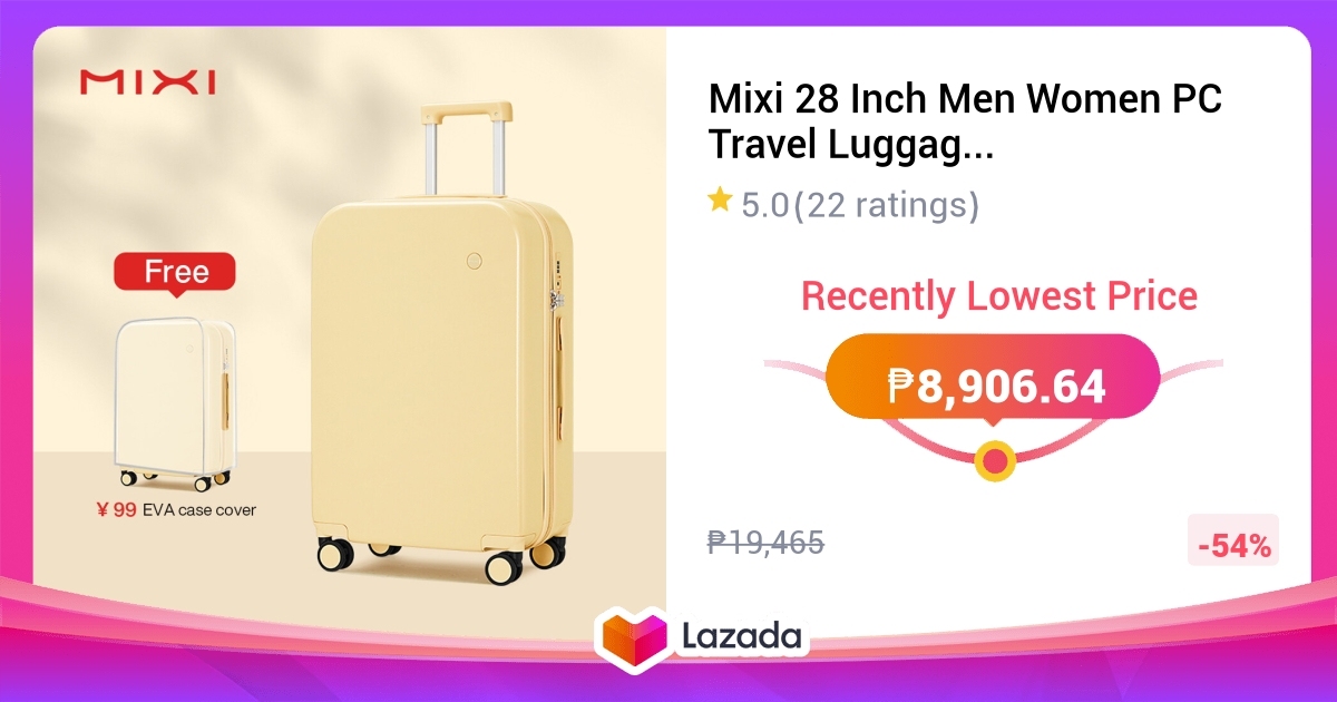 Mixi 28 Inch Men Women PC Travel Luggage Checked-in Waterproof TSA 360 Universal Spinner Wheel ...