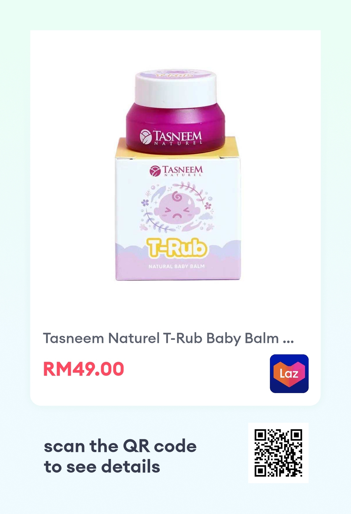 Tasneem Naturel T-Rub Baby Balm | 18g
