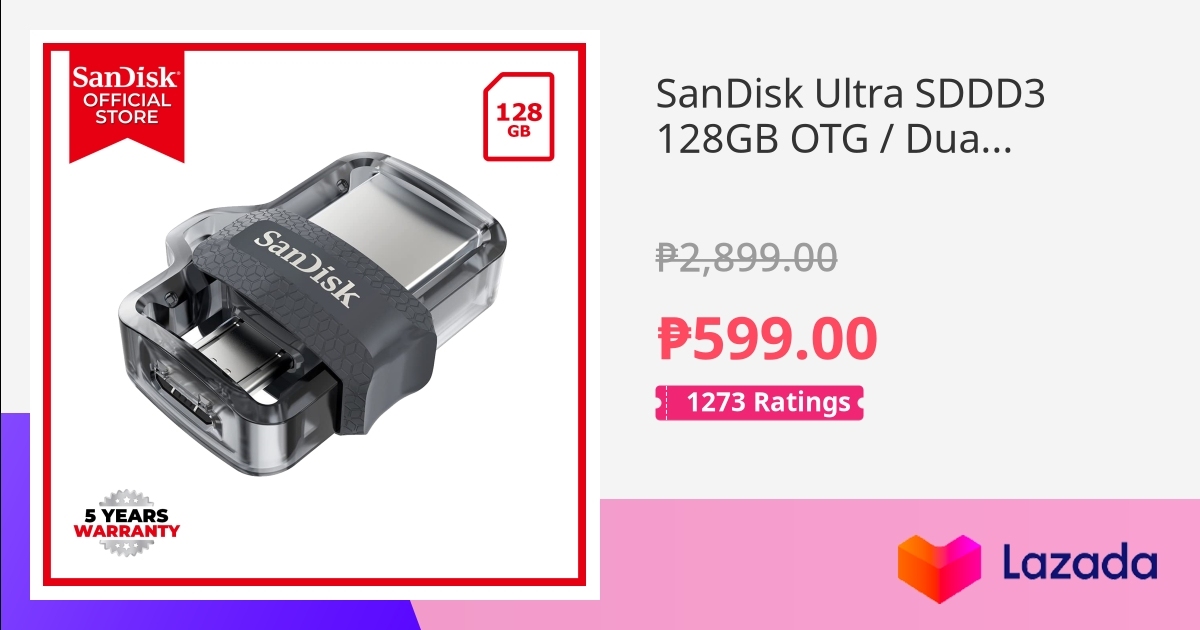 SanDisk Ultra SDDD3 128GB OTG / Dual USB Drive M3.0 (Translucent Black)