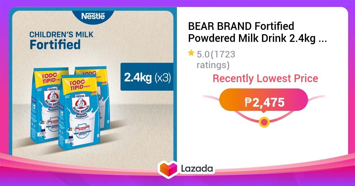 BEAR BRAND Fortified Powdered Milk Drink 2.4kg - Pack of 3