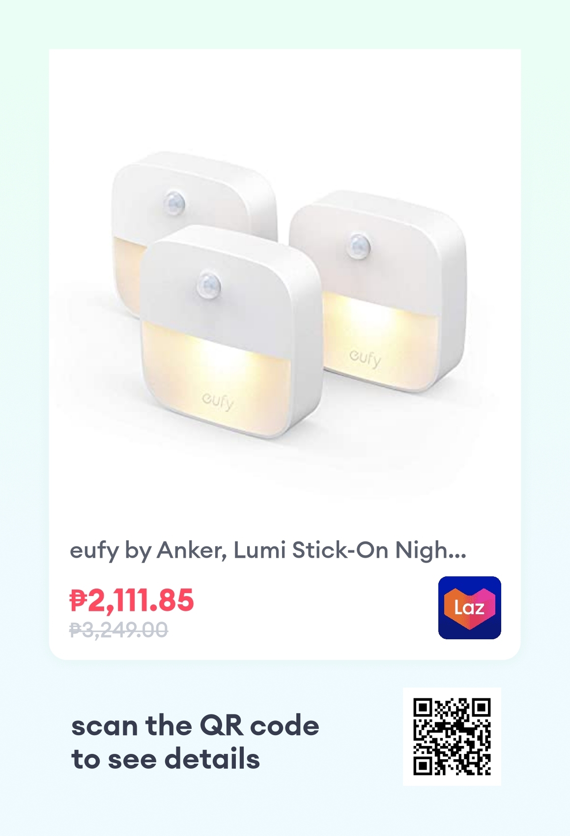 eufy by Anker, Lumi Stick-On Night Light, Warm White LED, Motion Sensor ...