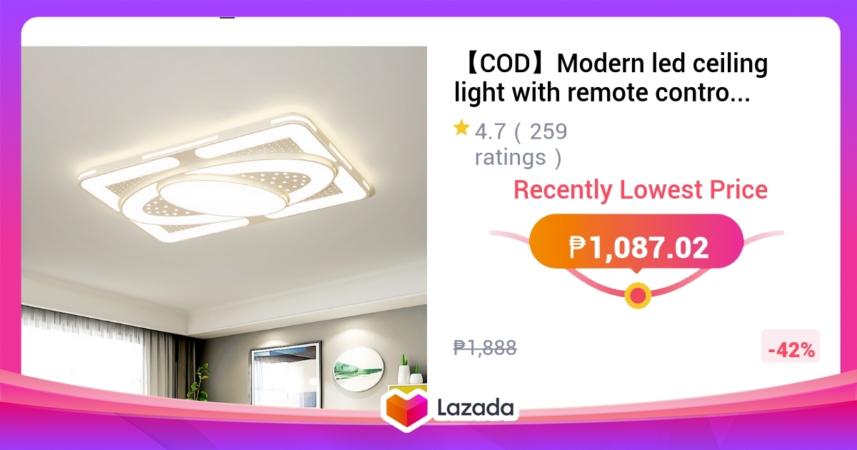【COD】Modern led ceiling light with remote control Nordic Ceiling Light ...