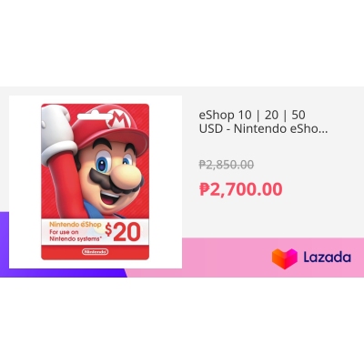 eShop 10 | 20 | 50 USD - Nintendo eShop (US) - Playmore|Lyn's