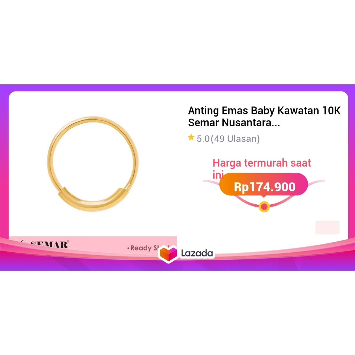 Anting Emas Baby Kawatan 10K Semar Nusantara, Earring Size 0.2-0.3gr