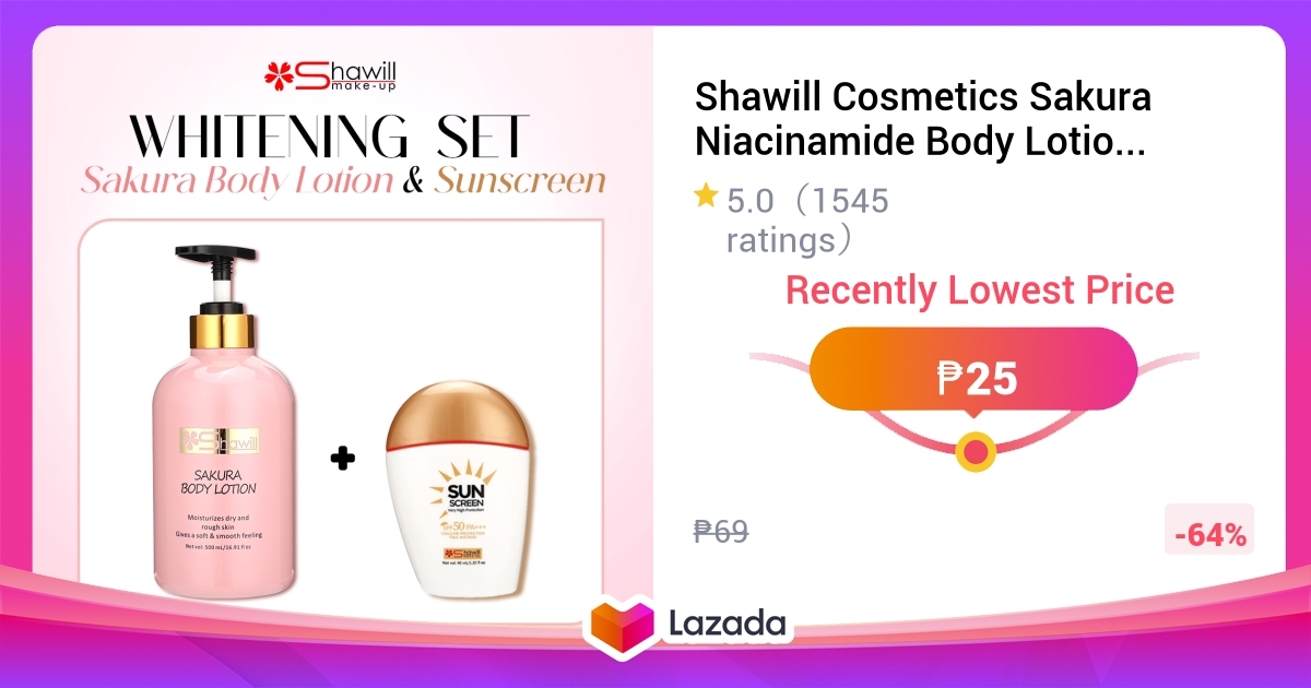 Shawill Cosmetics Sakura Niacinamide Body Lotion Care 500ml Whitens ...