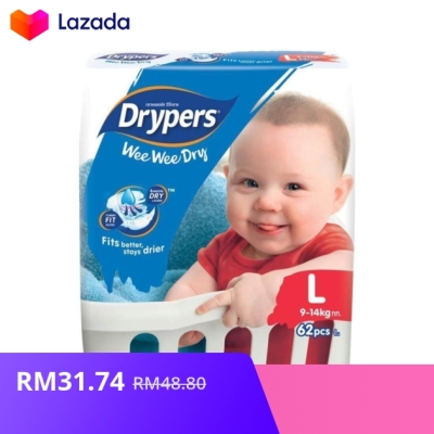 Drypers Wee Wee Dry L Mega 58s