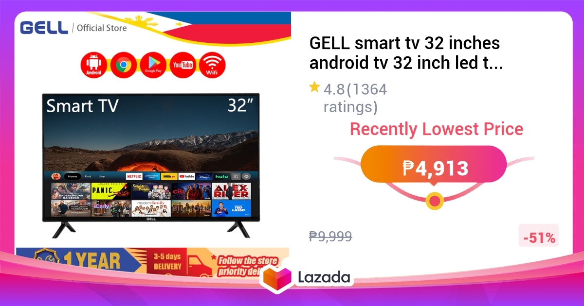 GELL smart tv 32 inches android tv 32 inch led tv flat screen on sale ...