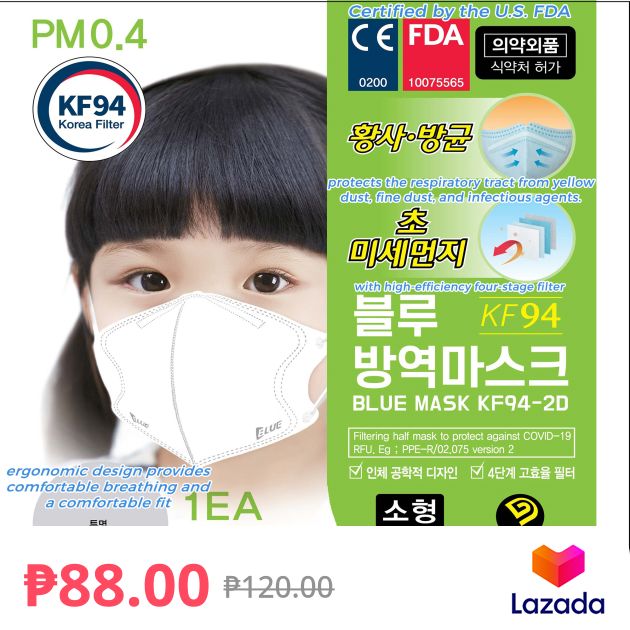 BLUE Protection Mask KF94 2D for Kids