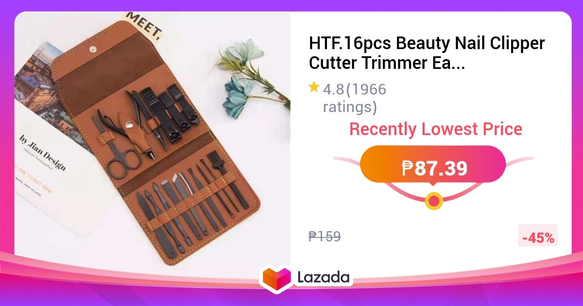 HTF.16pcs Beauty Nail Clipper Cutter Trimmer Ear Pick Grooming Kit ...