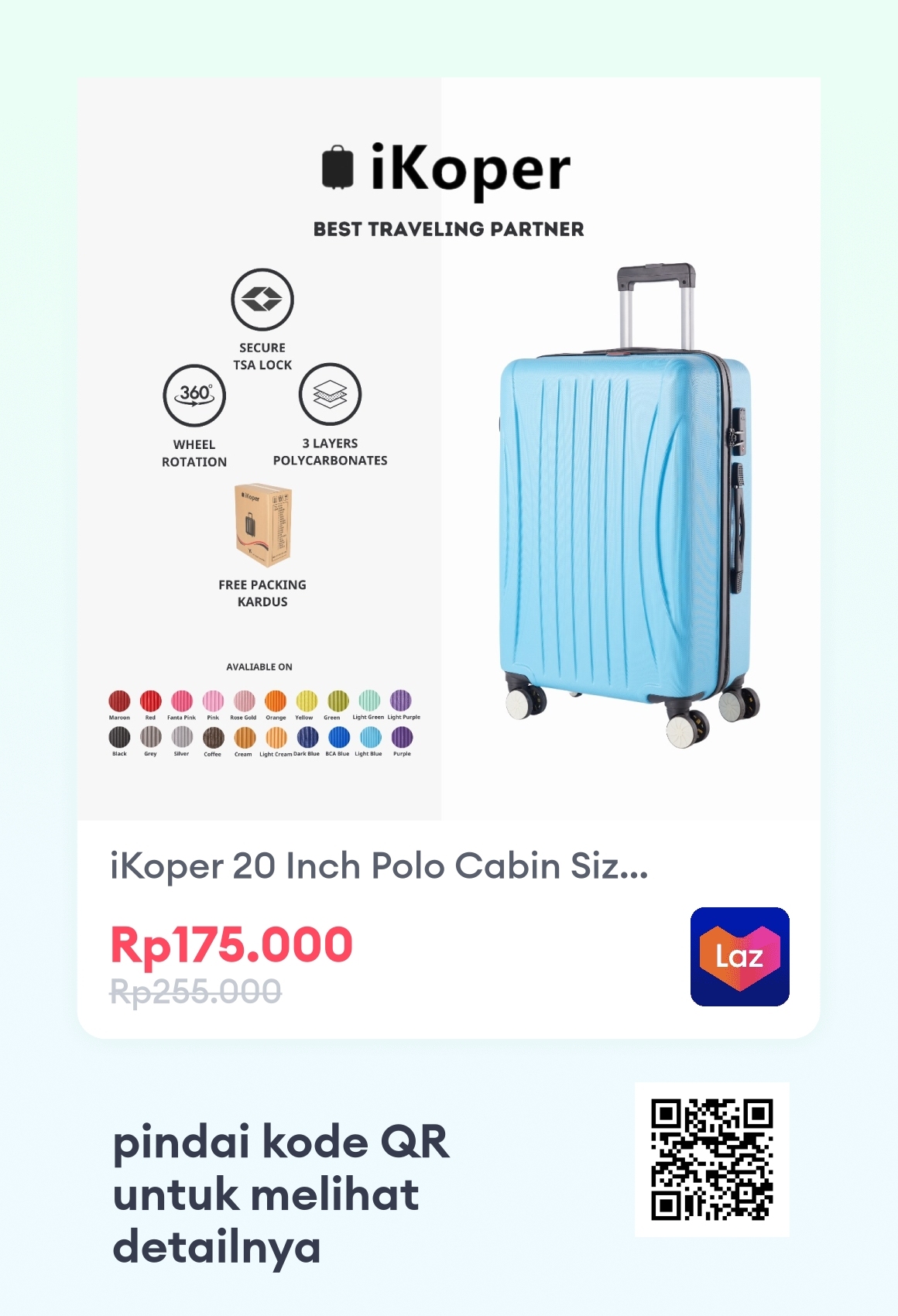 iKoper 20 Inch Polo Cabin Size Koper Fiber Koper Import New Modell