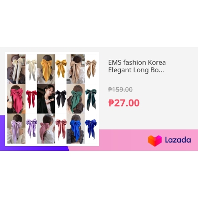 EMS fashion Korea Elegant Long Bow Hairpin Large Ribbon Hair Clip