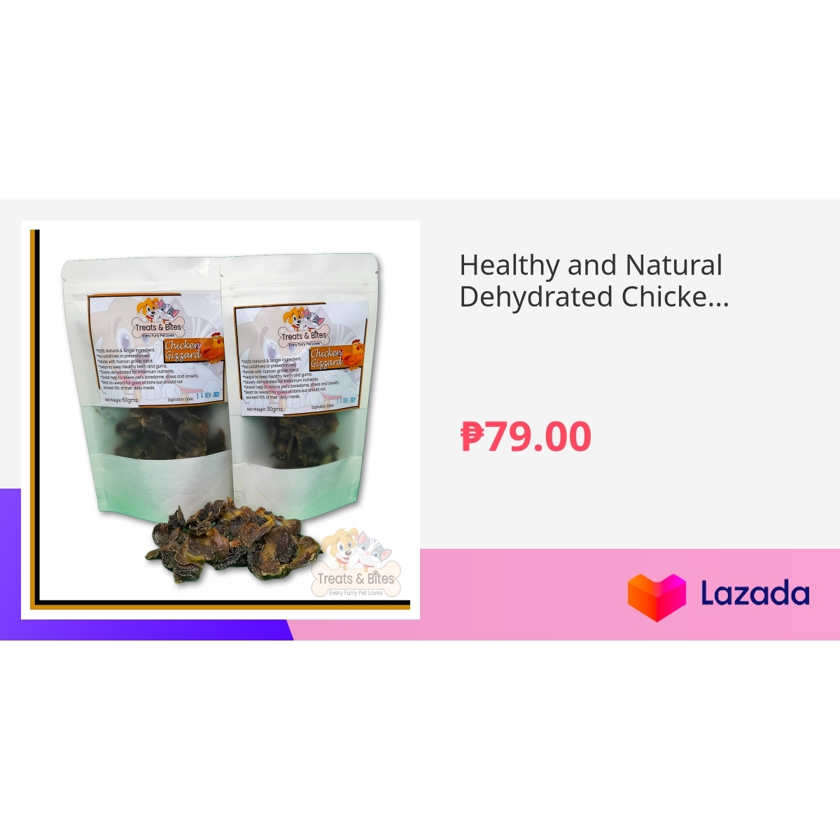 Healthy and Natural Dehydrated Chicken Gizzard Treats for Dogs and Cats