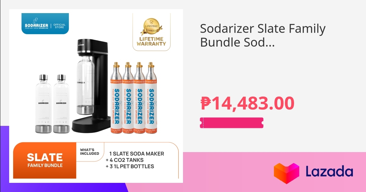 Sodarizer Slate Family Bundle Soda Maker Sparkling Water Maker with CO2 ...