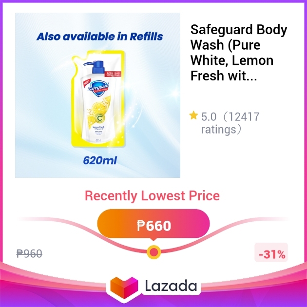 Safeguard Body Wash Pure White Lemon Fresh With Vitamin C Floral