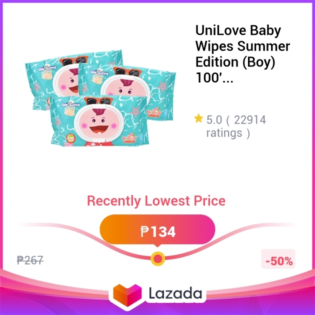 UniLove Baby Wipes Summer Edition (Boy) 100's Pack of 3