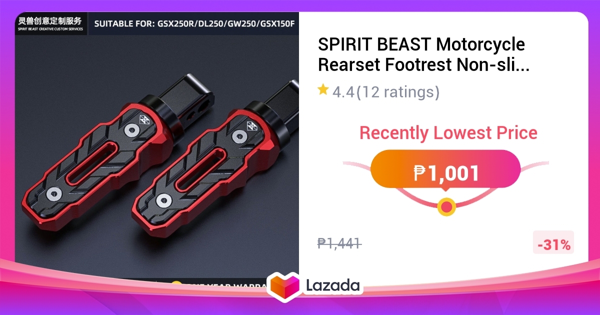 SPIRIT BEAST Motorcycle Rearset Footrest Non-slip Pedals Rest Foot Pegs ...