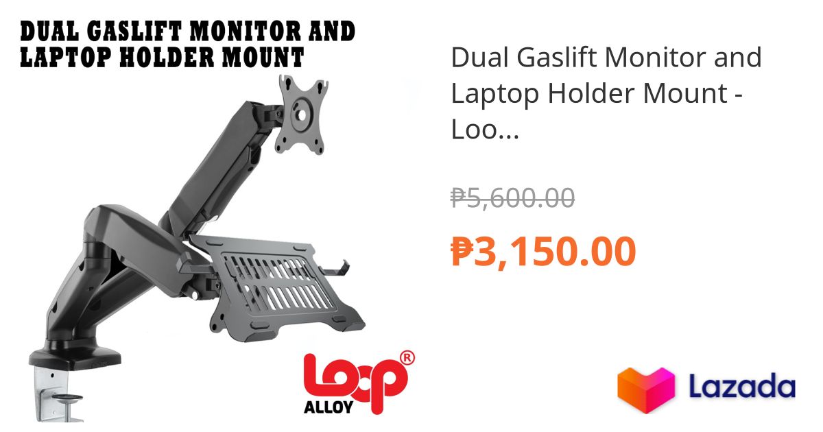 Dual Gaslift Monitor and Laptop Holder Mount - Loop Alloy