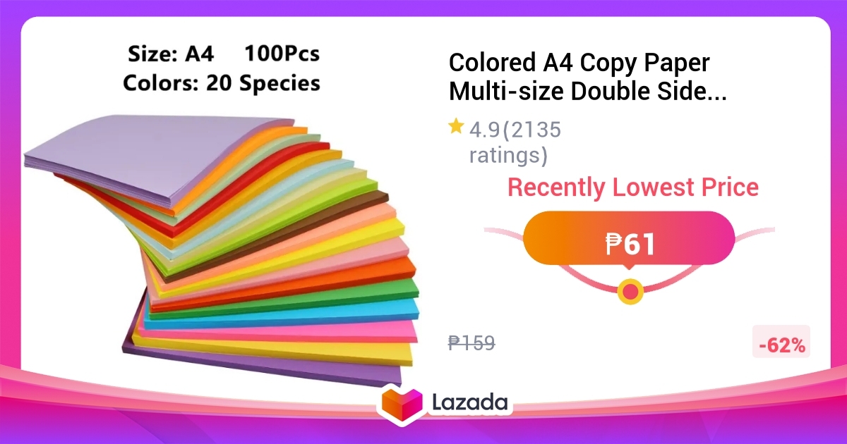 Colored A4 Copy Paper Multi-size Double Sides Origami 10 Different ...