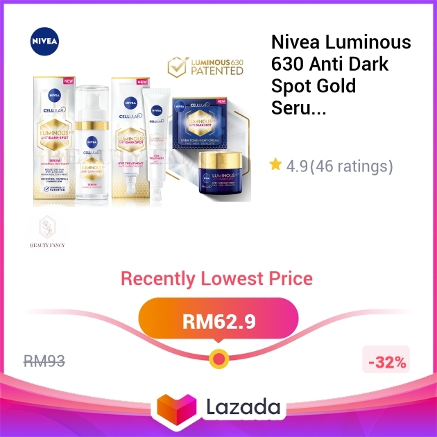 Nivea Luminous 630 Anti Dark Spot Gold Serum Advanced Treatment/Eye ...