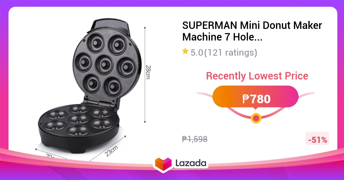 SUPERMAN Mini Donut Maker Machine 7 Holes Electric Donut Maker ...