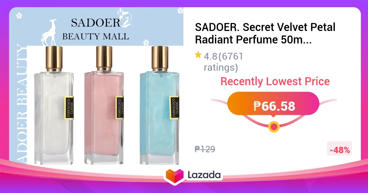 SADOER. Secret Velvet Petal Radiant Perfume 50ml Original Colorful Shimmer Body Mist Perfume For ...