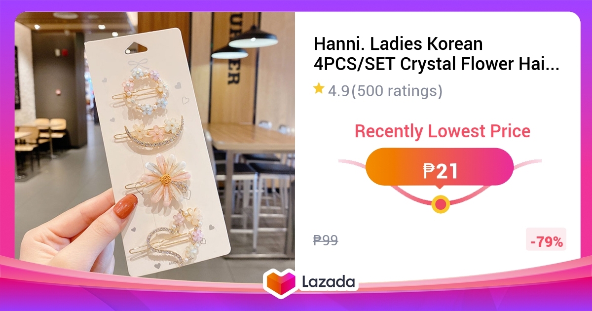 Hanni. Ladies Korean 4PCS/SET Crystal Flower Hair Clip Set Fashion ...