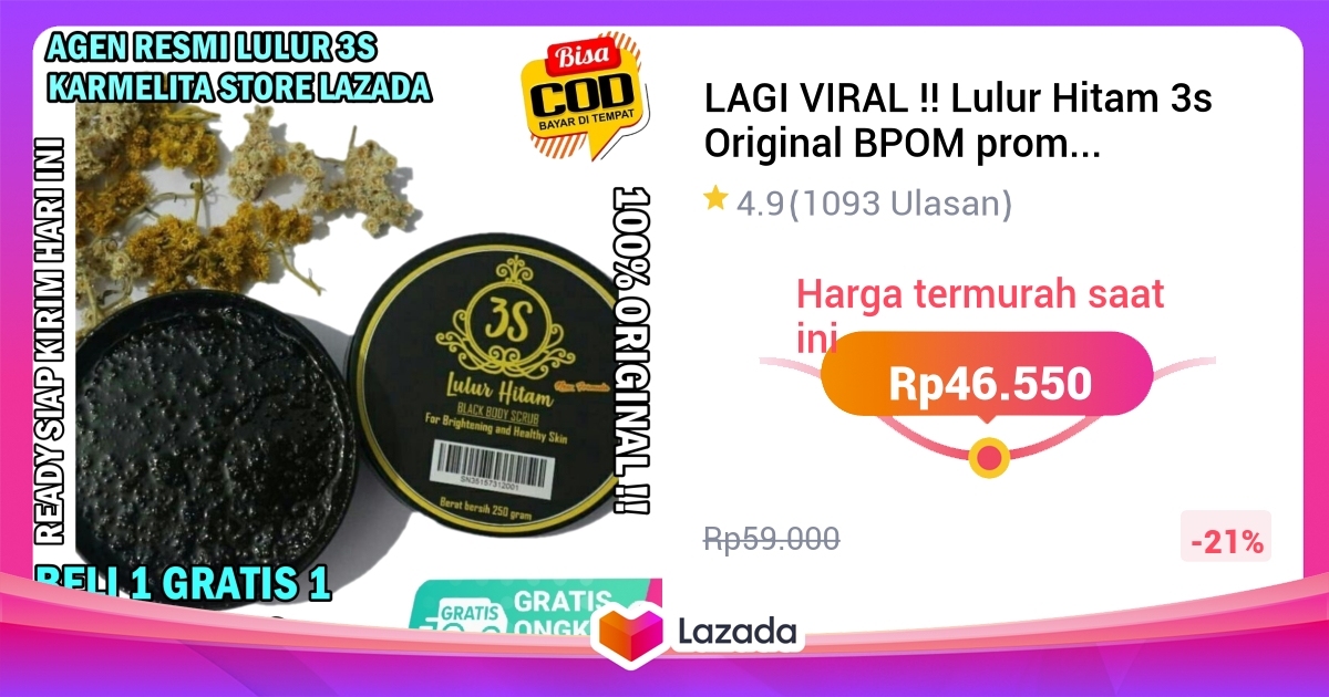 LAGI VIRAL !! Lulur Hitam 3s Original BPOM promo 250gr 3sshop lulur ...