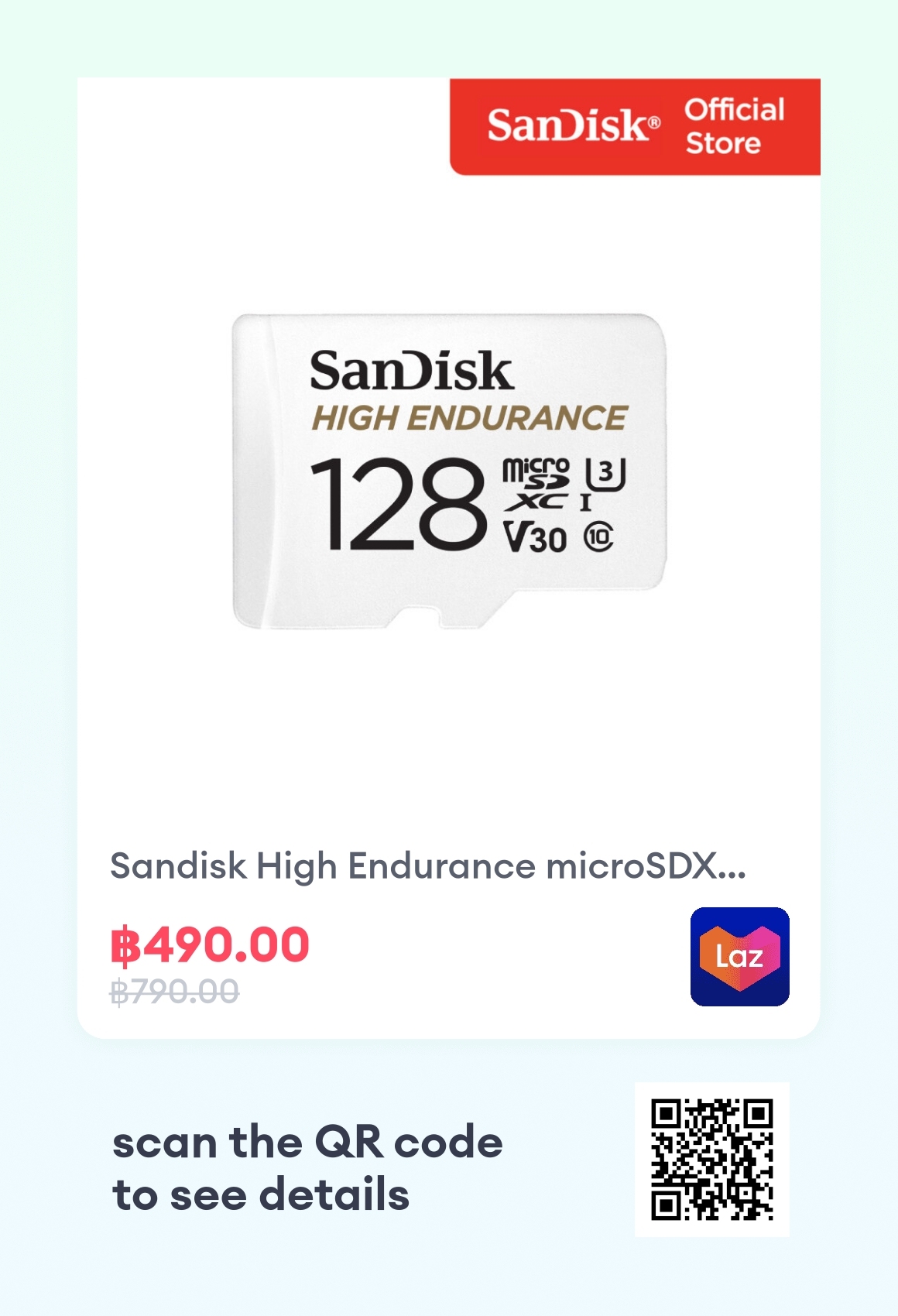 Sandisk High Endurance microSDXC 128GB 10,000 hours (SDSQQNR_128G_GN6IA) ( เมมการ์ด เมมกล้อง )