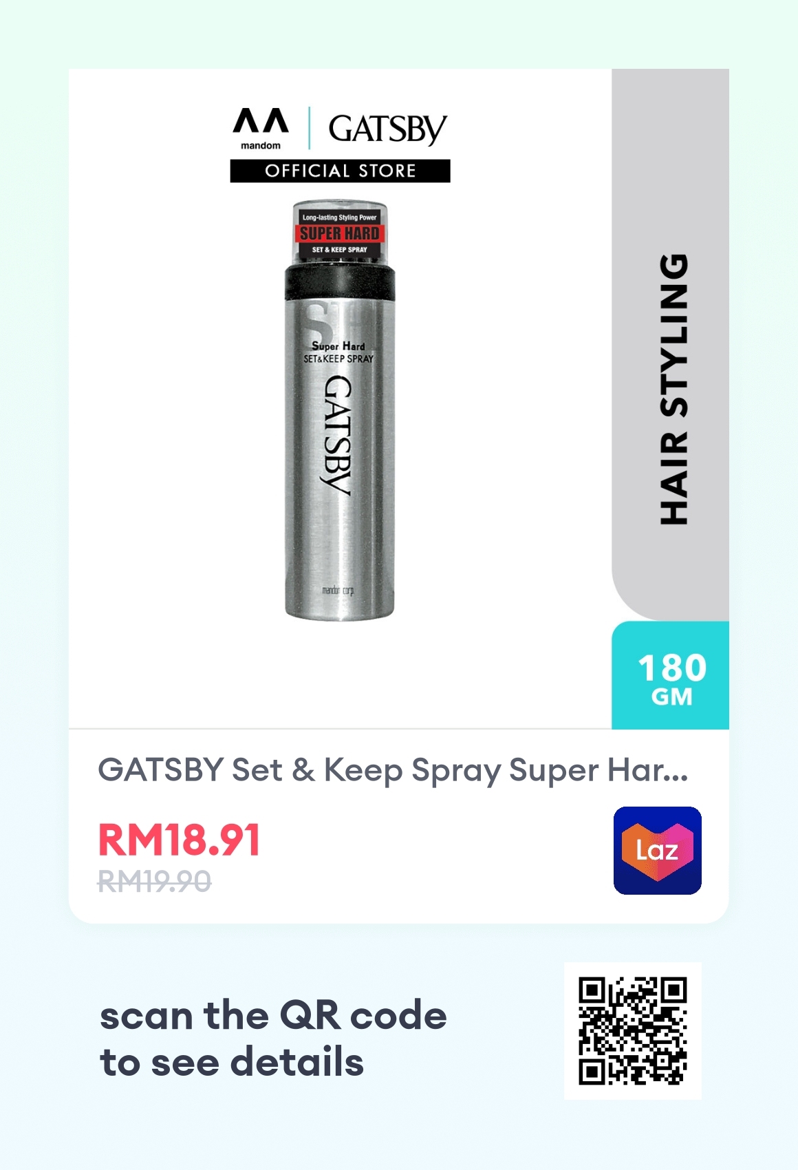 GATSBY Set & Keep Spray Super Hard 180g (mens hair spray spray hair ...