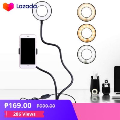Selfie Ring Light Phone Camera Flash Lights Cell Phone Holder Stand LED ...
