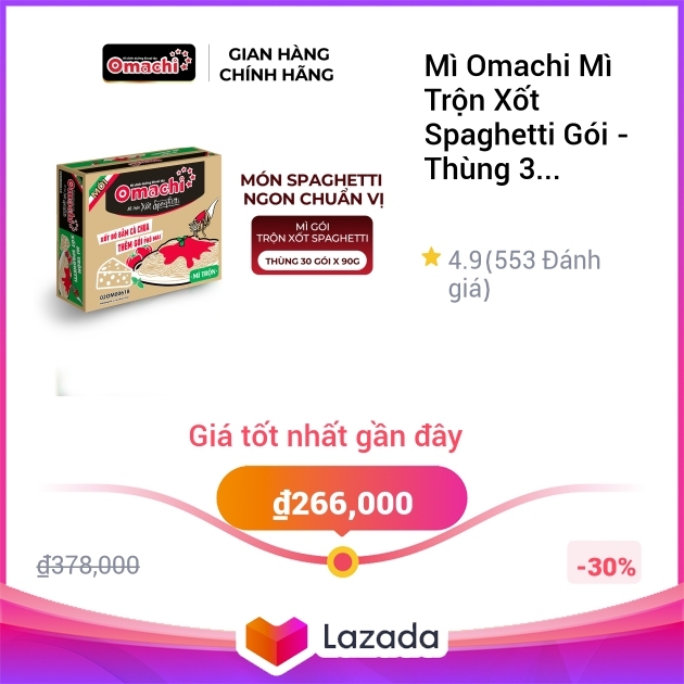 Mì Omachi Mì Trộn Xốt Spaghetti Gói - Thùng 30 Gói x 90g