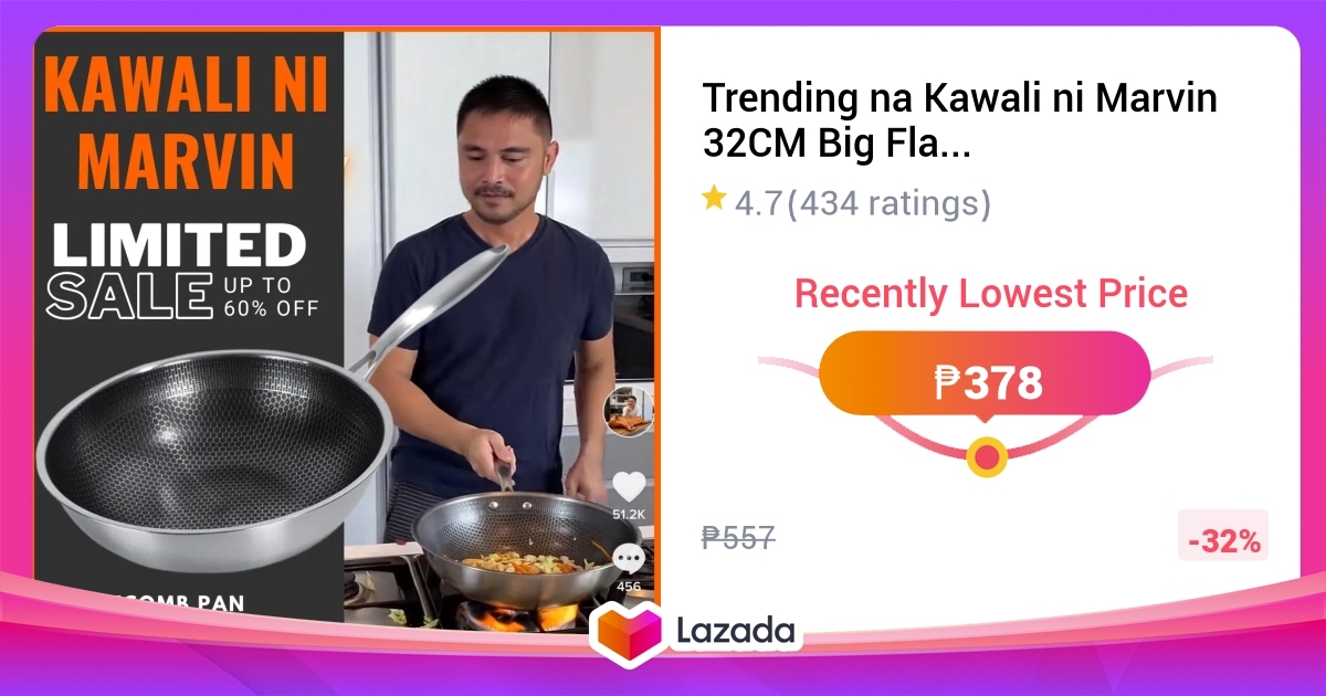 Trending na Kawali ni Marvin 32CM Big Flat Non-Stick Frying Pan ...