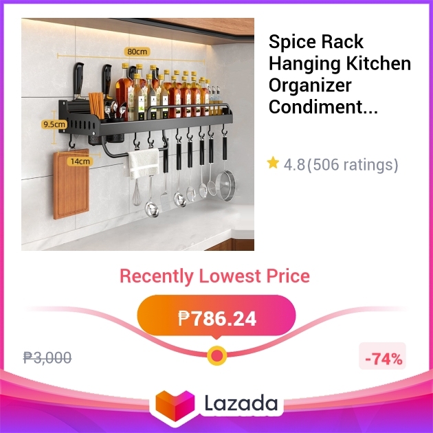 Spice Rack Hanging Kitchen Organizer Condiments Organizer Wall Mounted ...