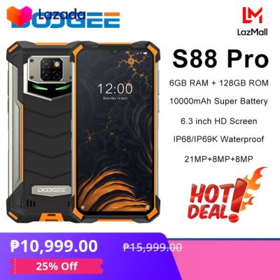 DOOGEE Original S88 Pro Smartphone Rugged Cellphone, 4G-LTE, 6.3 inch, 6+128GB, 10000mAh ...