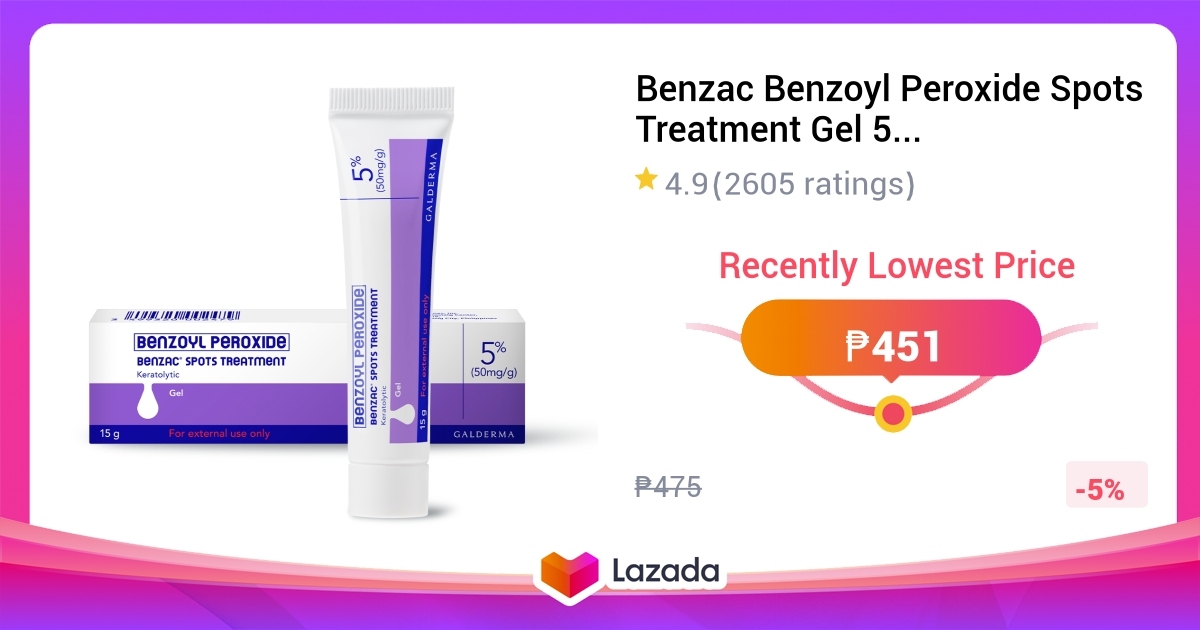 Benzac Benzoyl Peroxide Spots Treatment Gel 5% 15gm [Anti-Acne / Pimple ...