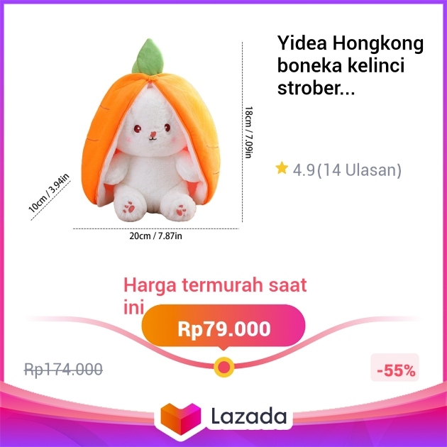 Yidea Hongkong boneka kelinci stroberi transformasi lucu, mainan mewah ...