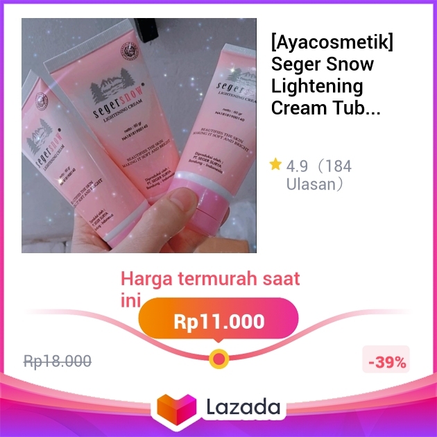 [Ayacosmetik] Seger Snow Lightening Cream Tube 60gr (PINK BESAR TUBE)