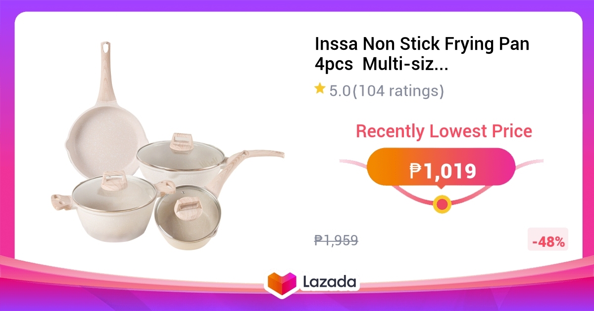 Inssa Non Stick Frying Pan 4pcs Multi-size Kitchenware Cookware Set ...