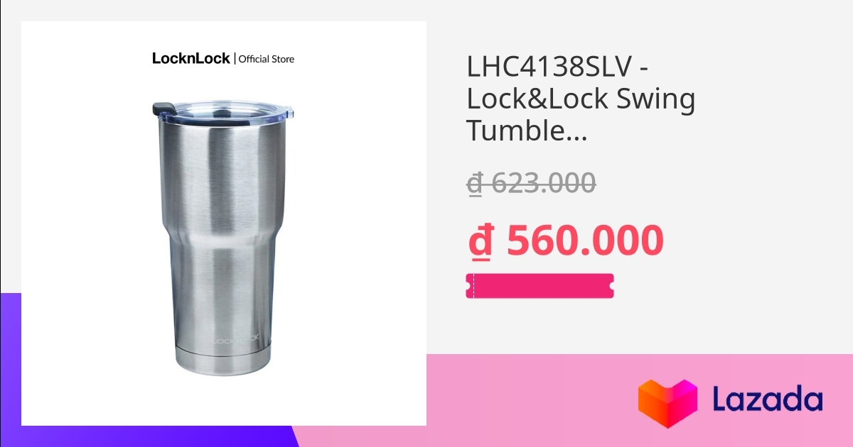 Bình giữ nhiệt Lock&Lock Swing Tumbler LHC4138SLV 880ml chất liệu thép không gỉ 304 thân bình ...