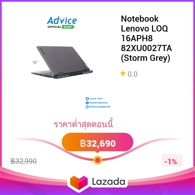 Notebook Lenovo LOQ 16APH8 82XU0027TA (Storm Grey)