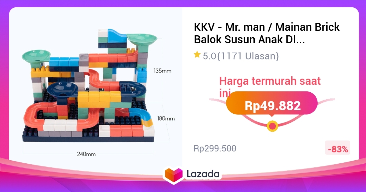 KKV - Mr. man / Mainan Brick Balok Susun Anak DIY 150pcs Bahan ABS Kuat ...